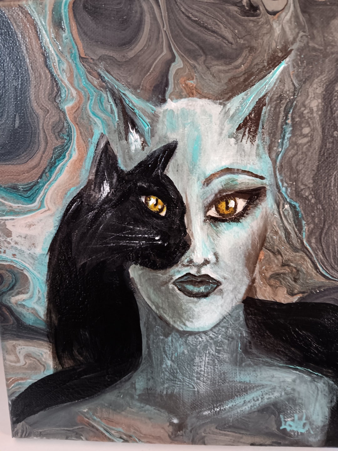 Black Cat Acrylic Painting for Your Home Decor - Etsy