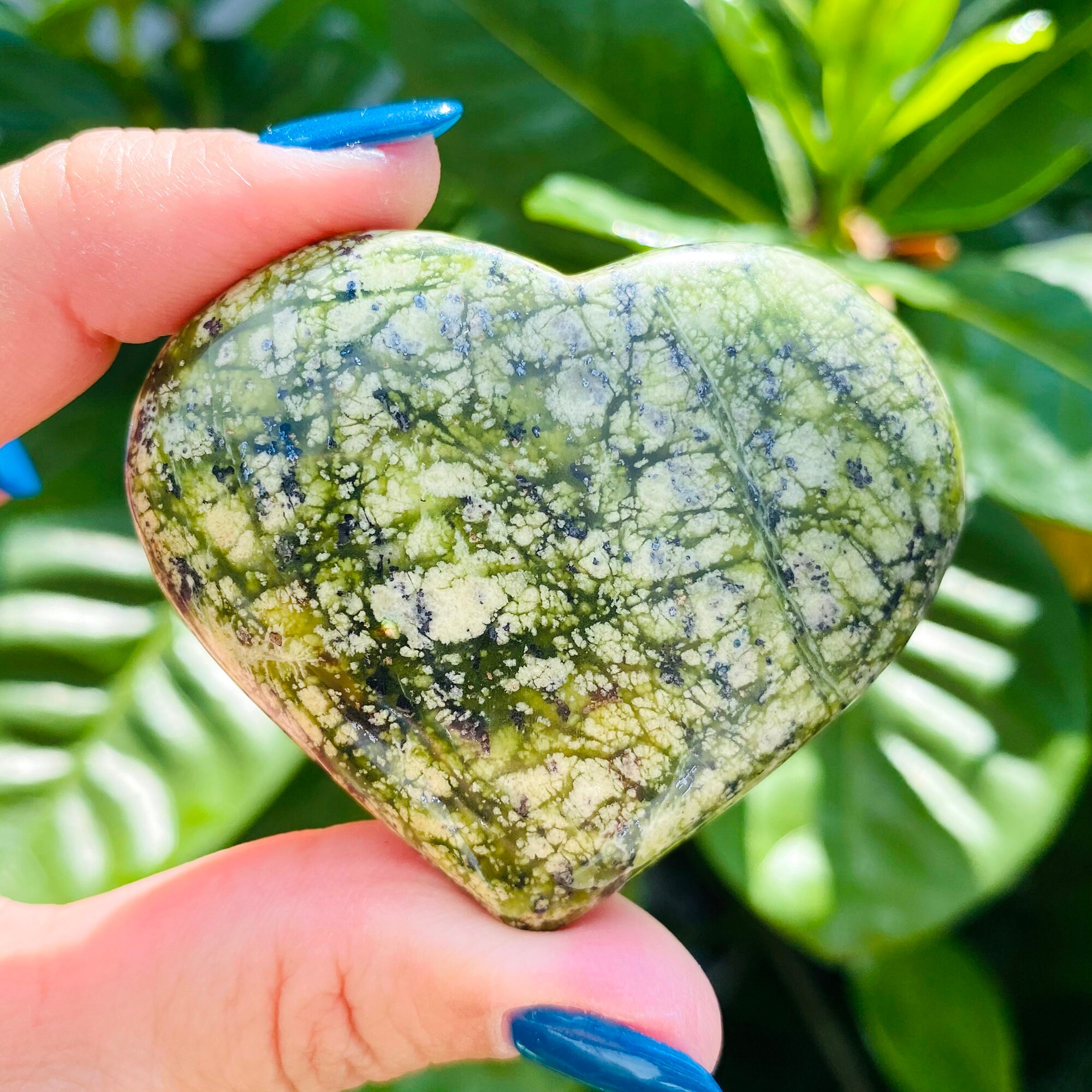 Forest Green Serpentine Jade Crystal Heart New Jade Jasper | Etsy