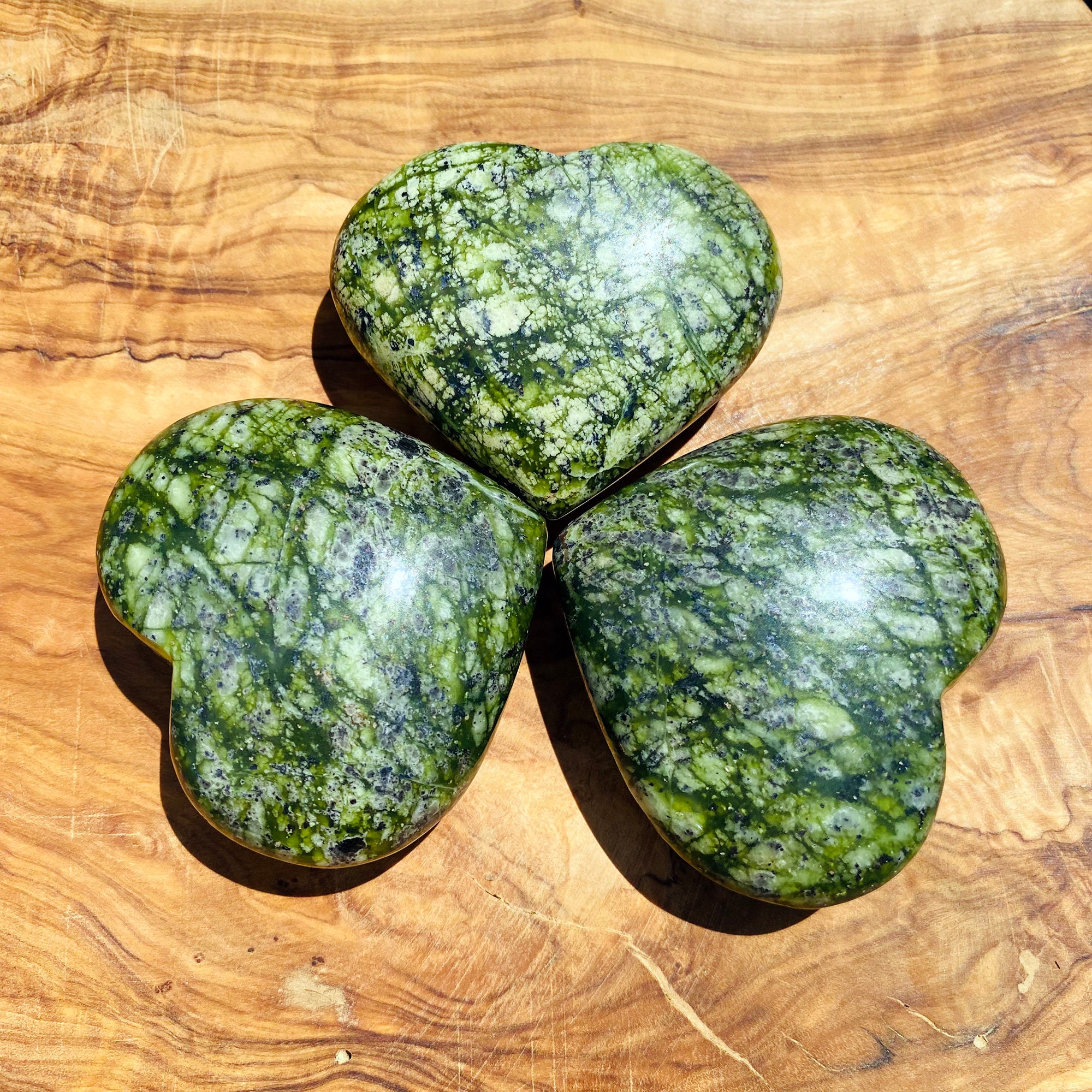 Forest Green Serpentine Jade Crystal Heart New Jade Jasper | Etsy