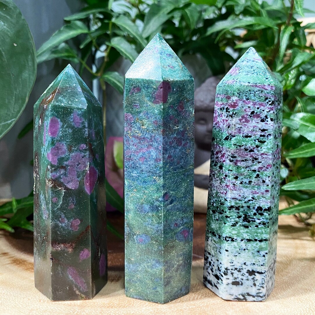 Ruby in Zoisite Tower: Reiki Chakra Gemstone Point - Etsy