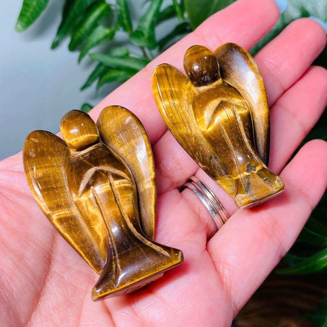 Tigers Eye Crystal Guardian Angel Carving: Spiritual Healing Stone - Etsy