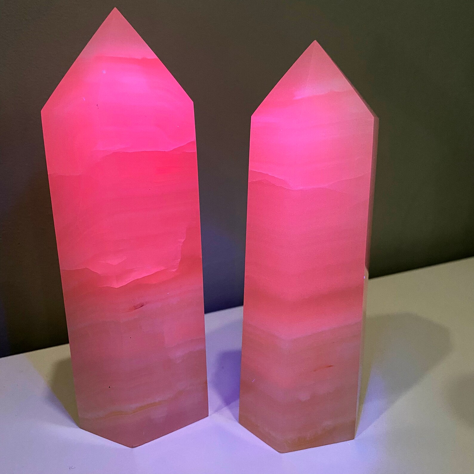 Pink Yellow Mangano Calcite Tower | UV Reactive | Pink Glow | Generator ...