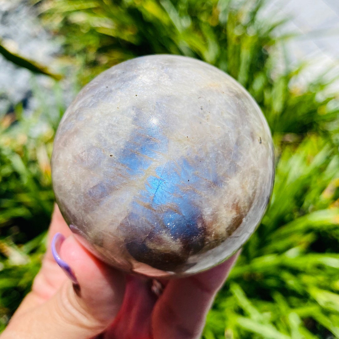 Peach Moonstone Crystal Sphere | 340 Grams | Peach Gold Blue Flash ...