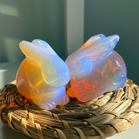 Home Décor Crystal Easter Bunny Opalite Bunny Rabbit Carving Rocks ...