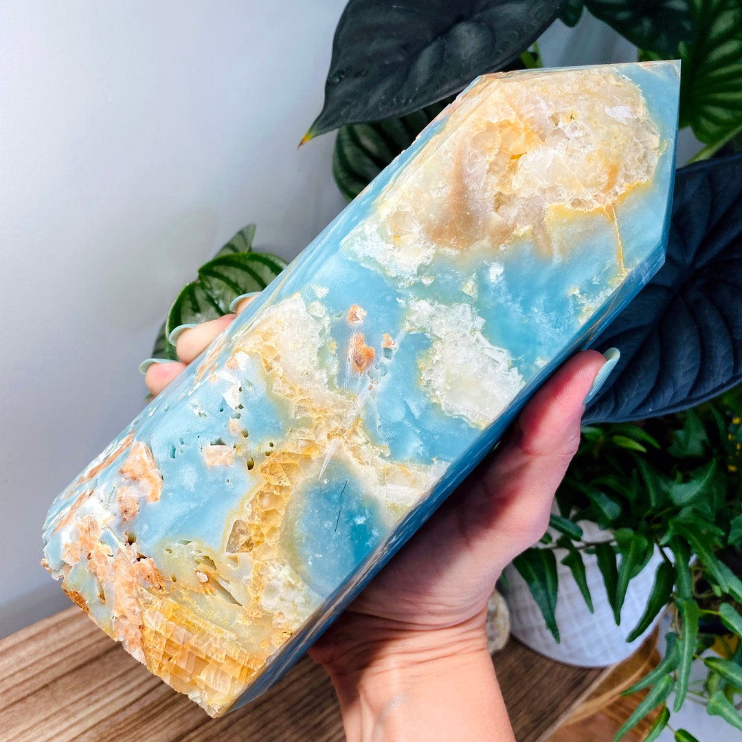 HUGE Caribbean Calcite Tower 4lb 9.6oz Turquoise High - Etsy
