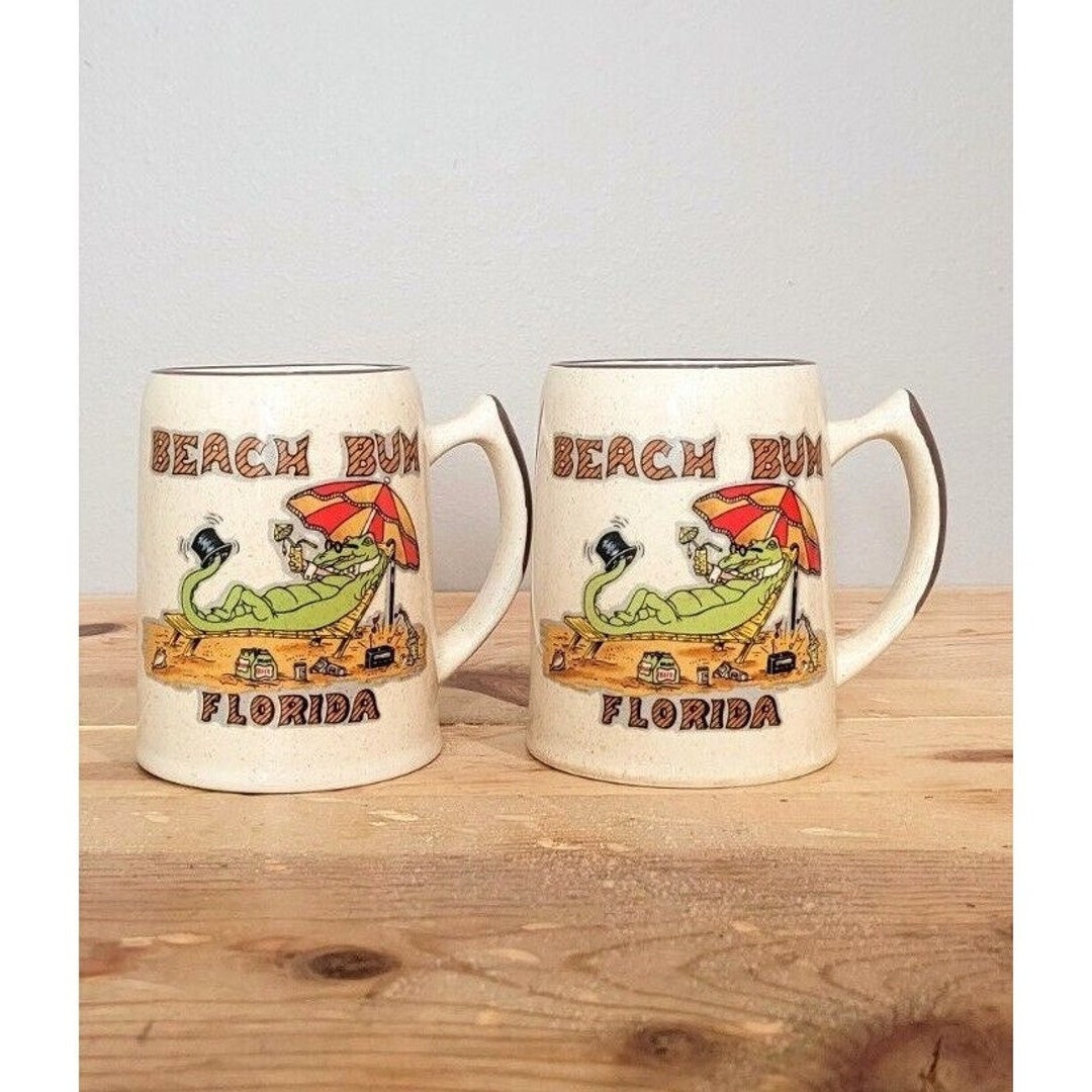 Vintage Florida Beach Bum Mug SET OF 2 Collectible Souvenir Coffee Tea ...