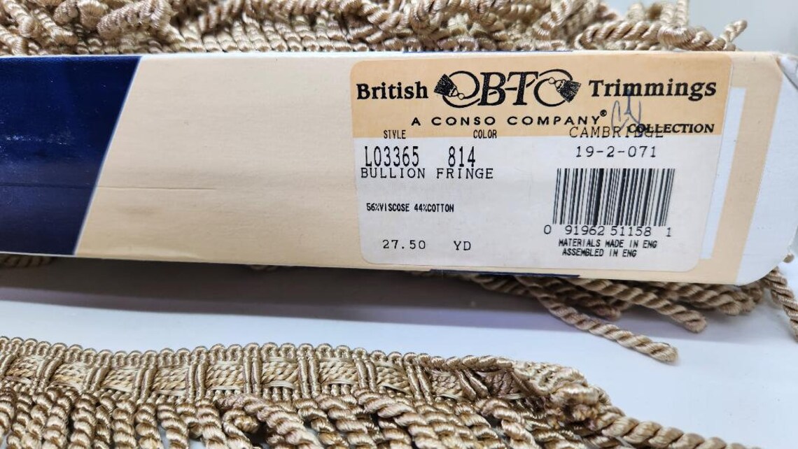 Heavy Bullion Fringe - Tan - 3" - Sold by the Yard - Made in England ...