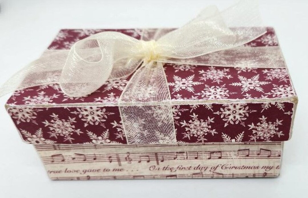 Christmas Gift Boxes - Paper Mache - 3x5 - Decoupaged With Holiday ...