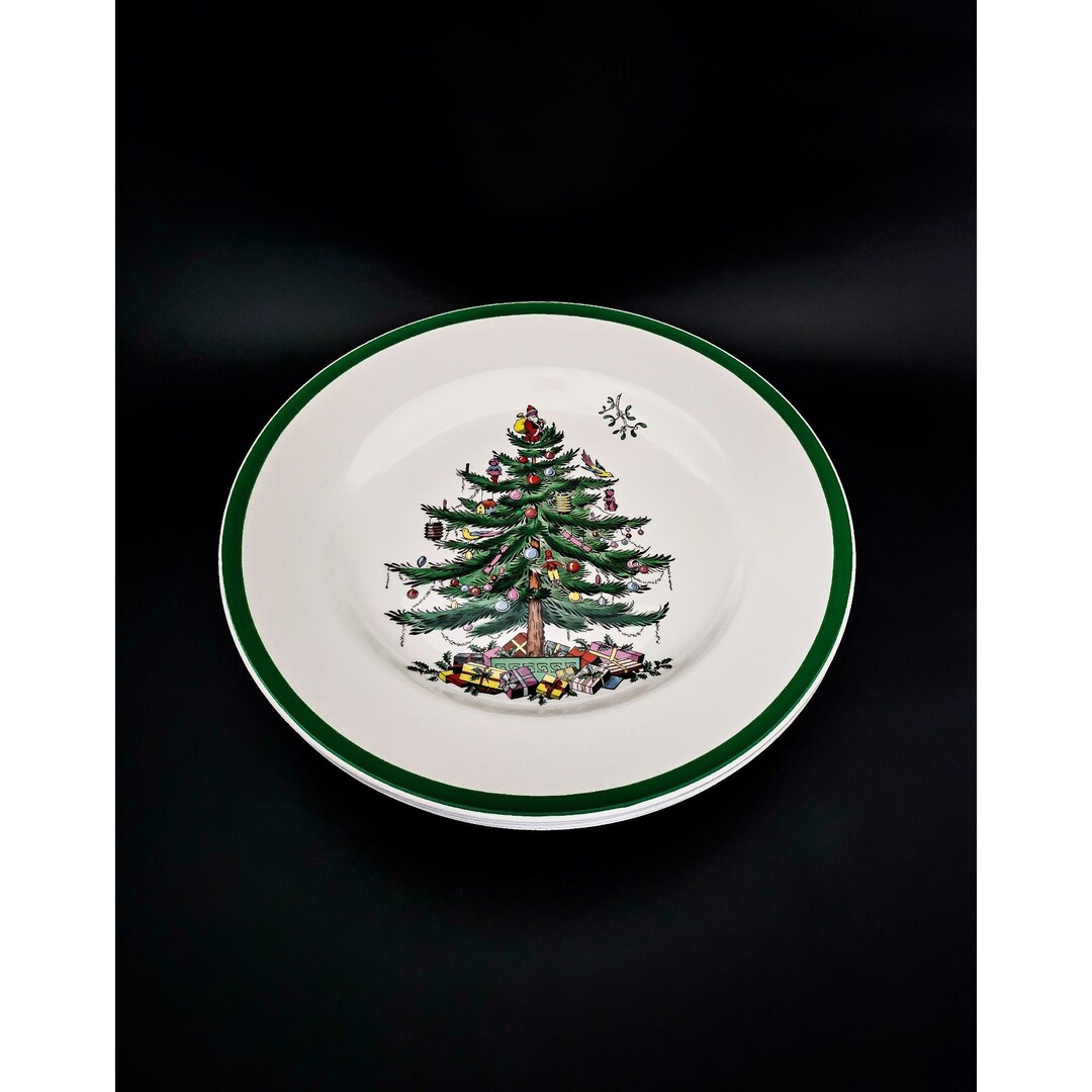 Spode Christmas Tree Dinner Plate, Set of 4, Christmas Dishes, Holiday ...