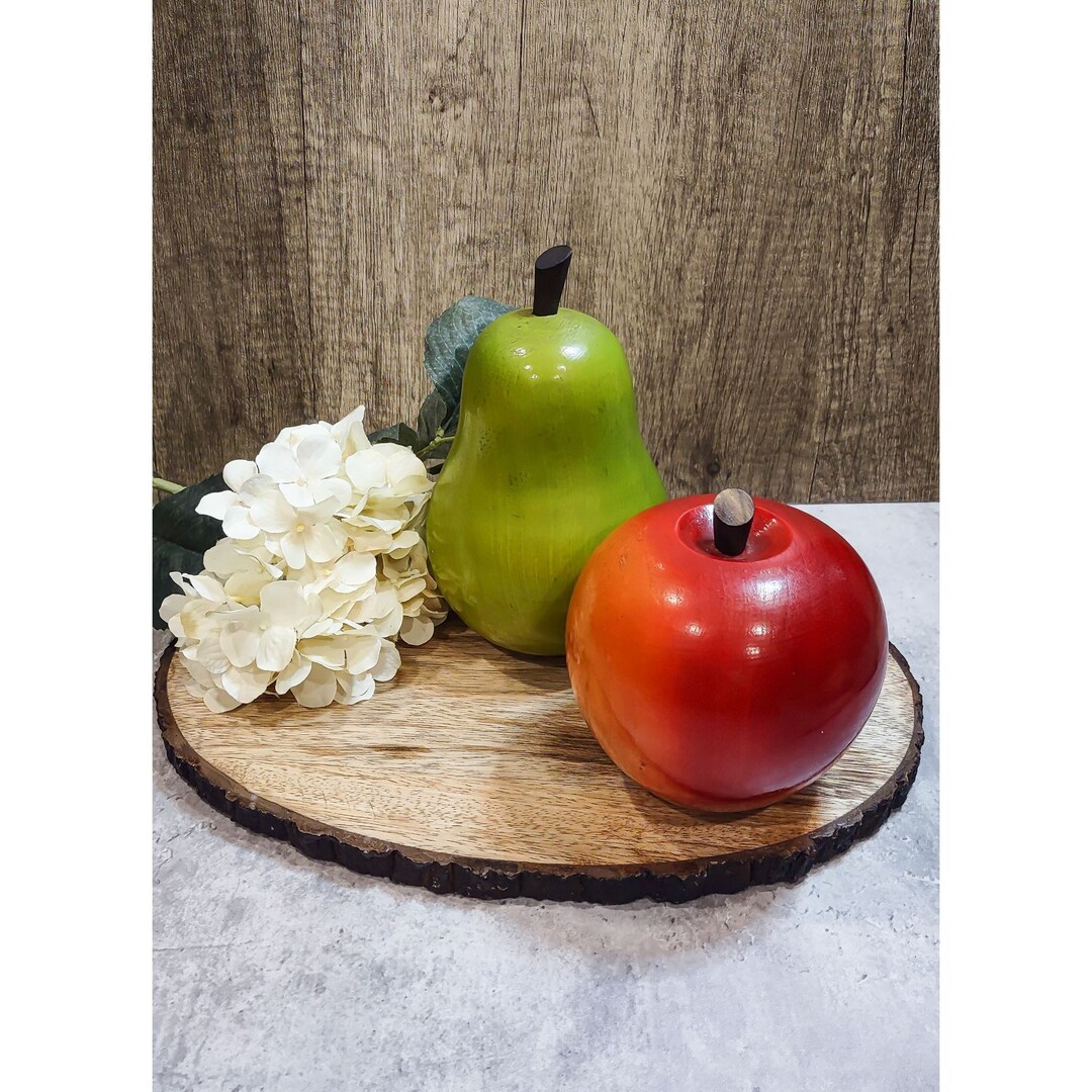 Wooden Fruit for Decor, Apple and Pear Shelf Decor - Etsy