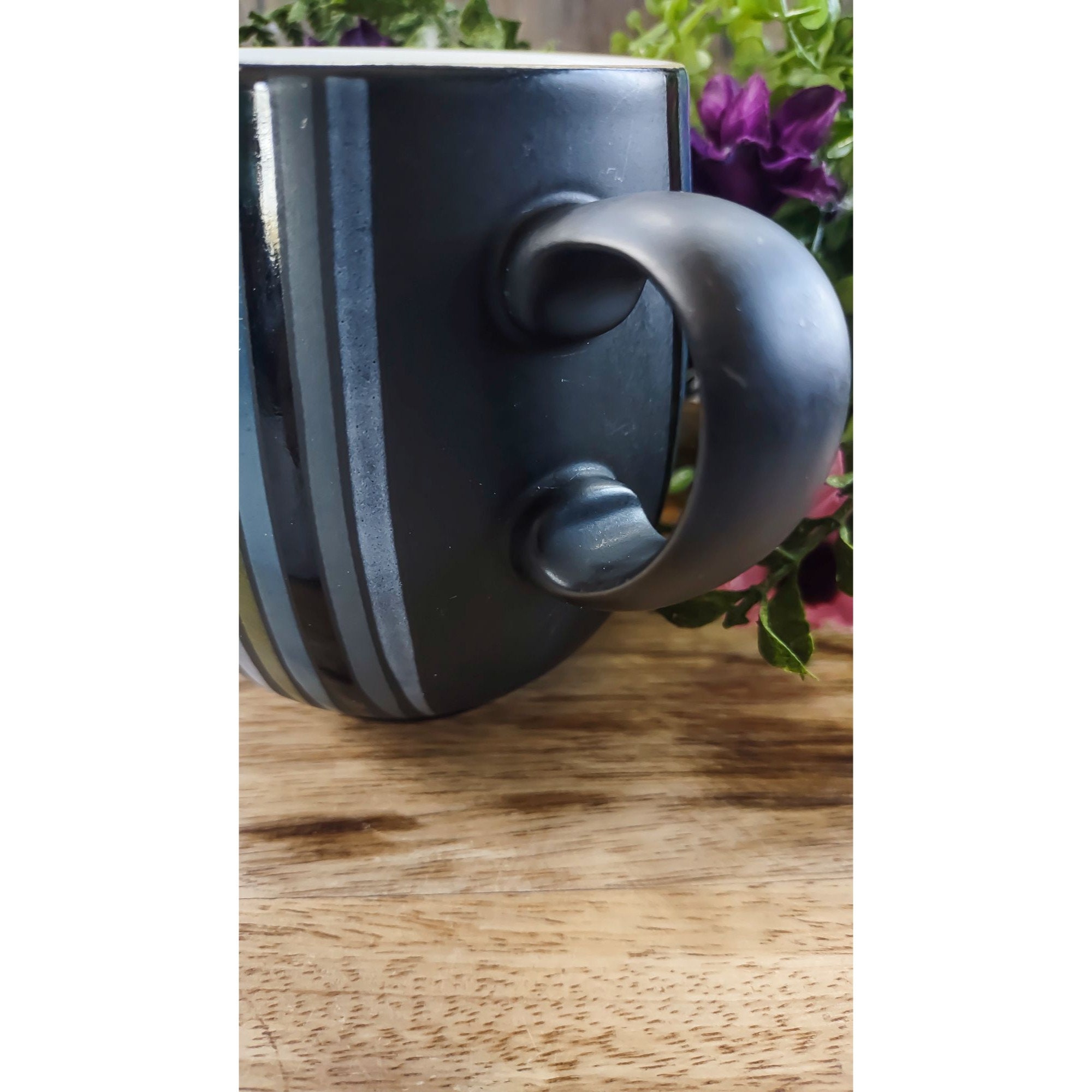 RARE Black Jet Striped Stoneware Coffee Mug by Denby Made in - Etsy