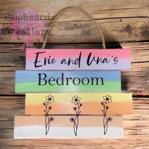 Personalised, Hand Painted Pastel Rainbow Bedroom Door Sign, Plaque - Etsy