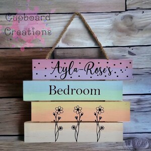 Personalised, Hand Painted Pastel Rainbow Bedroom Door Sign, Plaque - Etsy