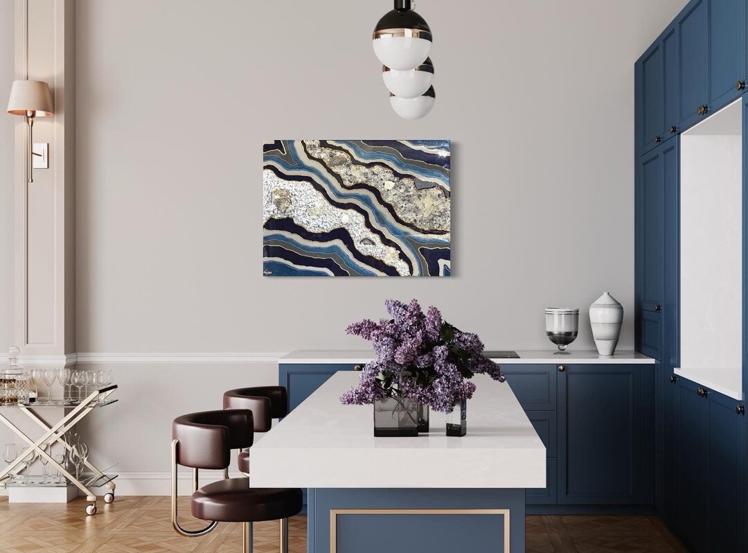 Large Geode Wall Art Resin Geode Art for Living Room Artwork Blue Wall ...