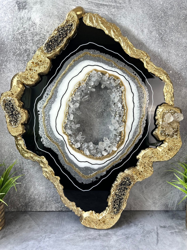 30 Black and Gold Resin Geode Wall Art Sculpture 3D Wall - Etsy
