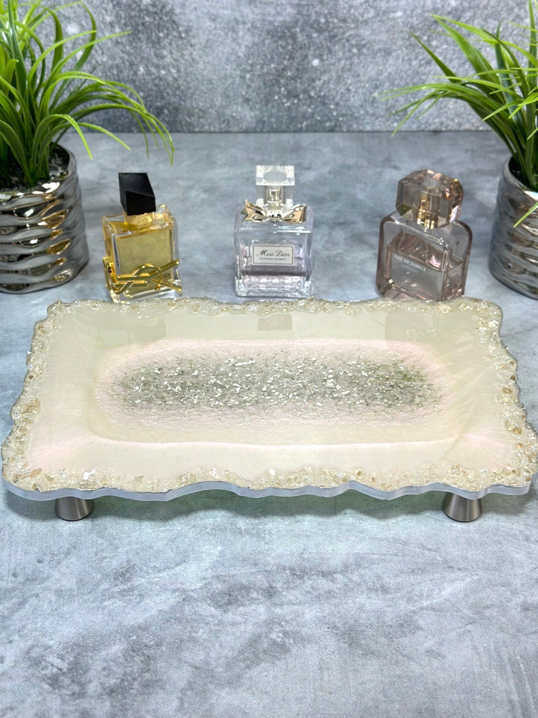 Opal Perfume Vanity Tray Handmade Perfume Tray Decor Tray With Glass ...