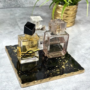 Handmade Black and Gold Perfume Tray Decor Tray Resin Tray Home Decor ...
