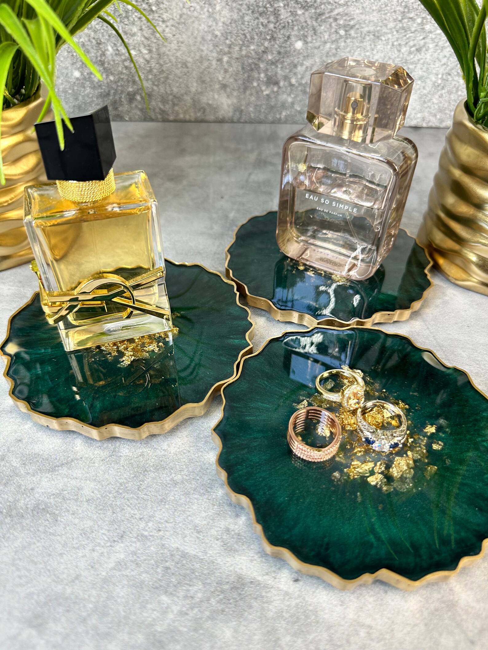 Green Coasters Green Table Decor Resin Coaster Set Large Coasters ...