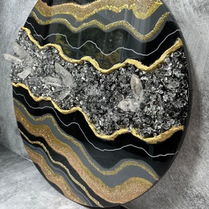 Custom 24 Wall Art Resin Art Black Geode Wall Art Accent Wall Art Decor ...