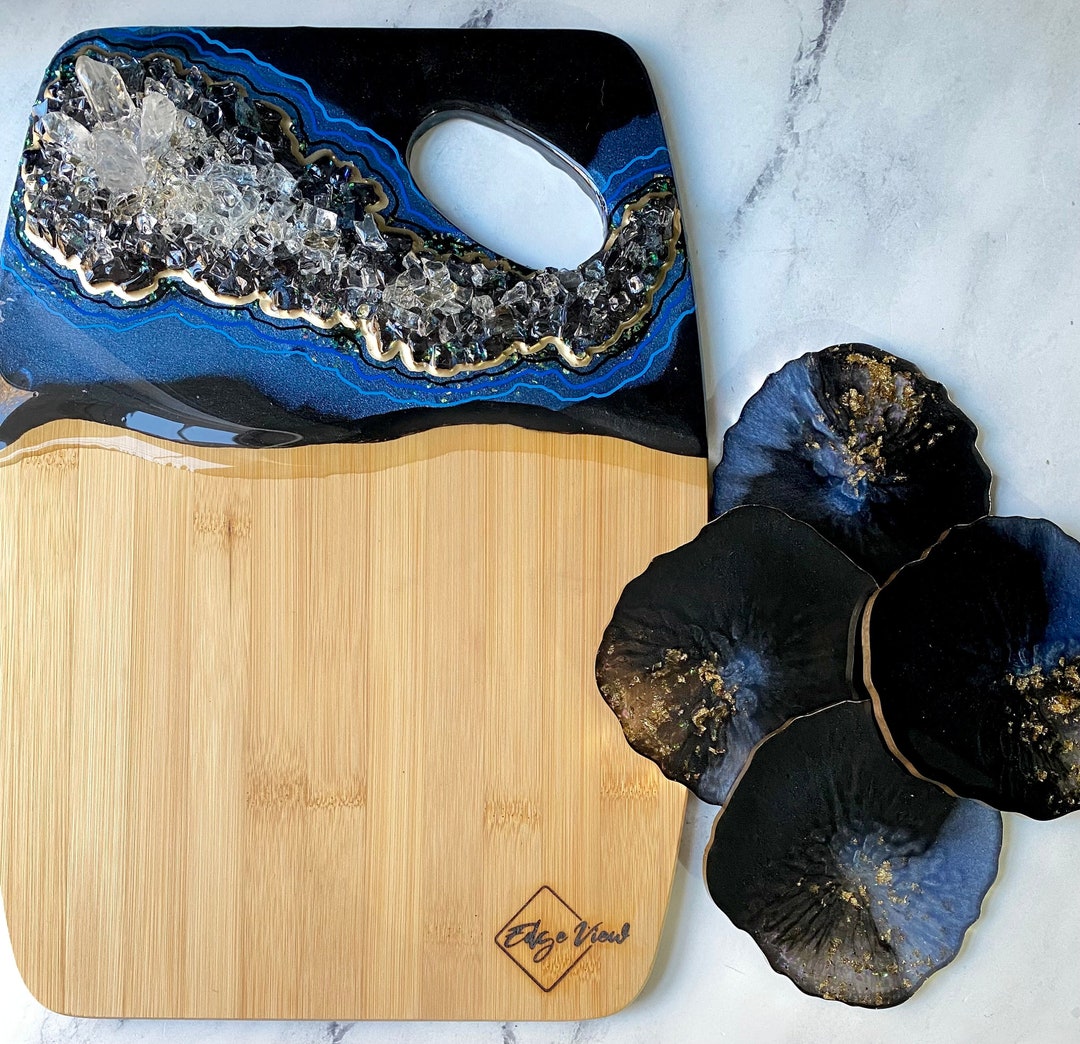 Resin Cheese Board With Matching Coaster Set of 4 Coaster Gift Set ...