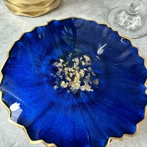 Blue and Gold Coaster Set Large Coasters Blue Table Decor Housewarming ...