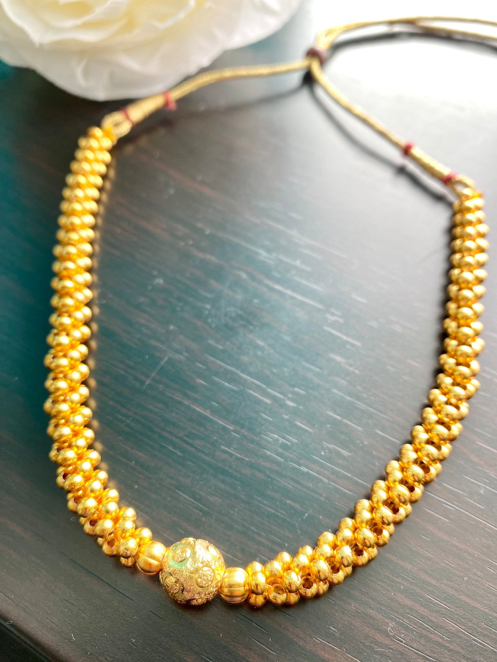 Traditional Marathi Thusi Choker Style Necklace in Gold Finish ...
