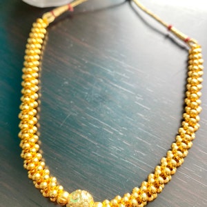 Gold Finish Marathi Thusi Choker Necklace | South Asian Jewelry - Etsy