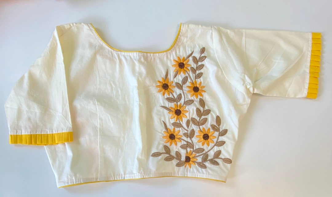 Off White Embroidery Blouse for Saree Indian Croptop - Etsy