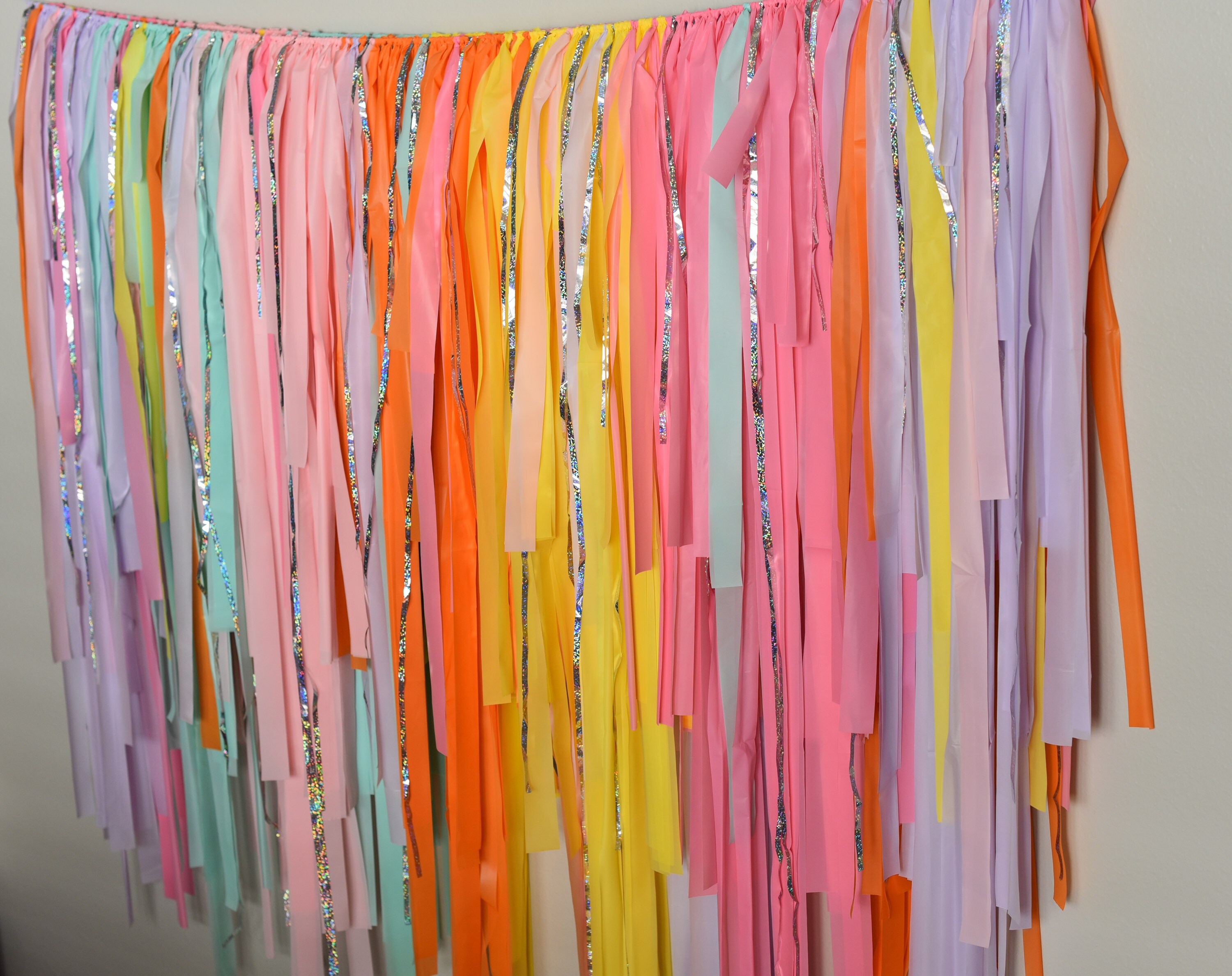 Pastel Rainbow Fringe Streamer Backdrop Plastic Tablecloth - Etsy