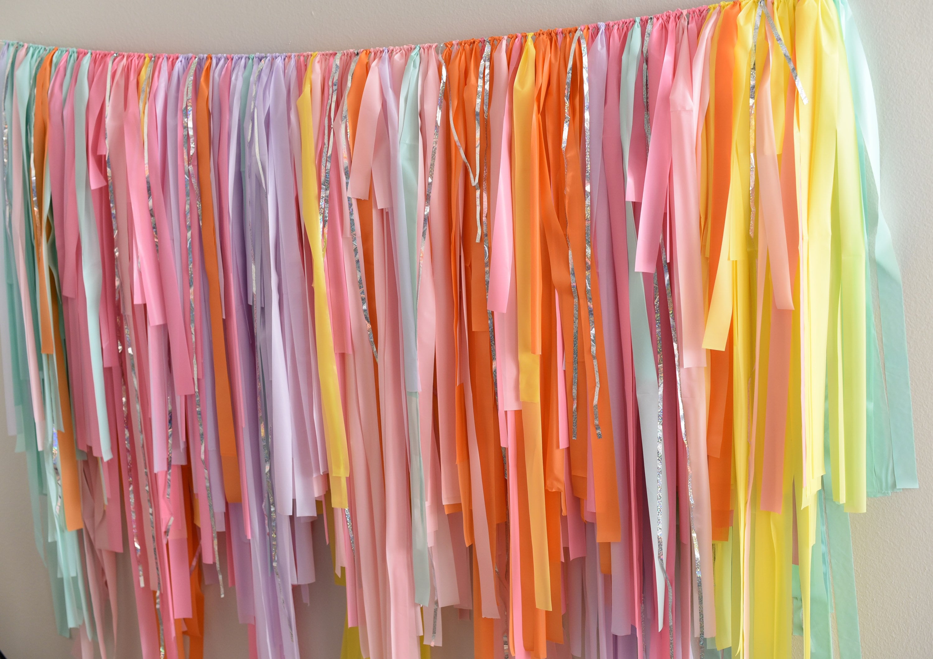 Pastel Rainbow Fringe Streamer Backdrop Plastic Tablecloth - Etsy