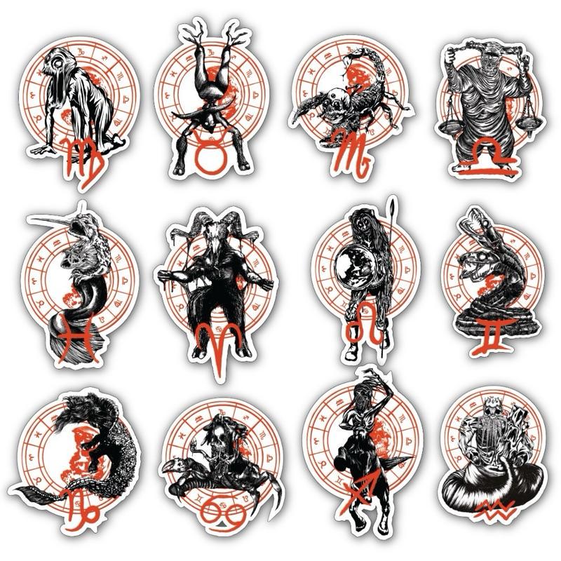 Gothic Zodiac Sign Glossy Stickers - Etsy
