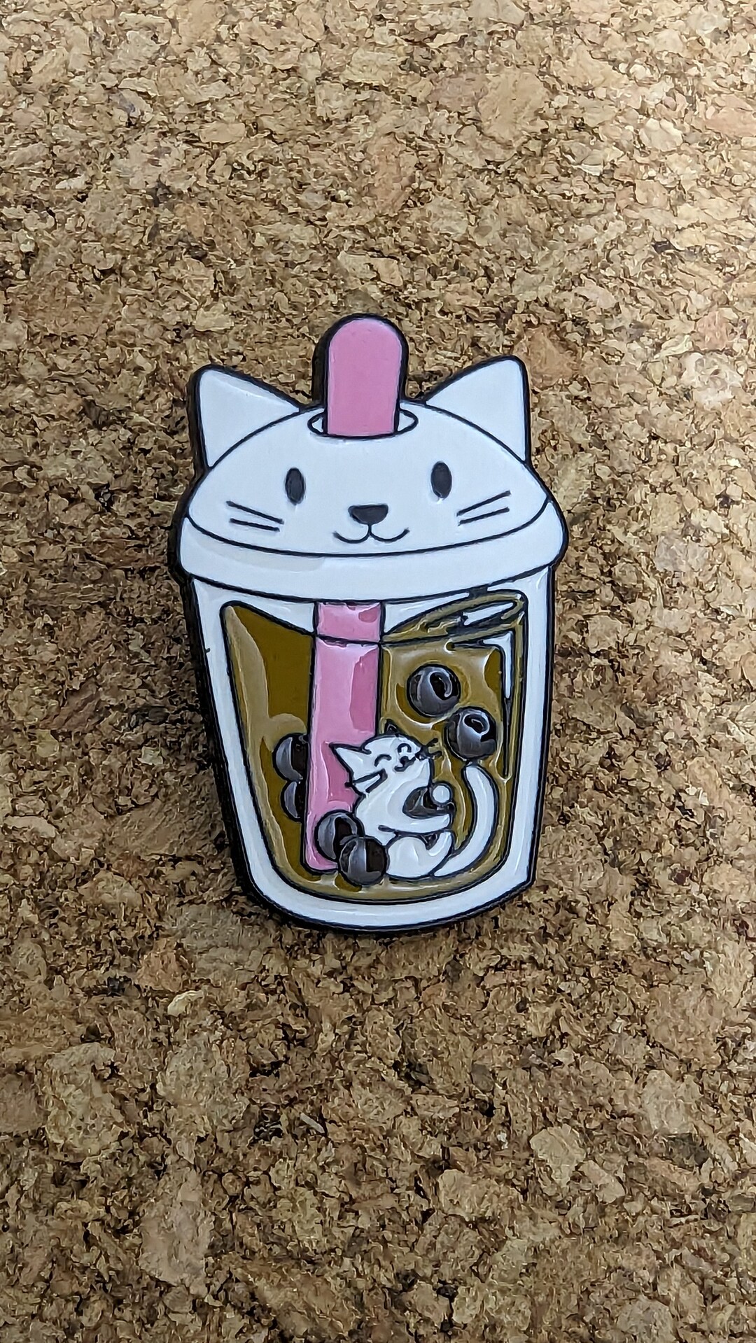 Cute Cat. Bubble Tea Drink Pin Badge. - Etsy