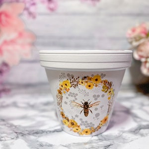 Bee Decoupaged Terracotta Clay Plant Pot ,bee Flower Pot,pretty Planter ...