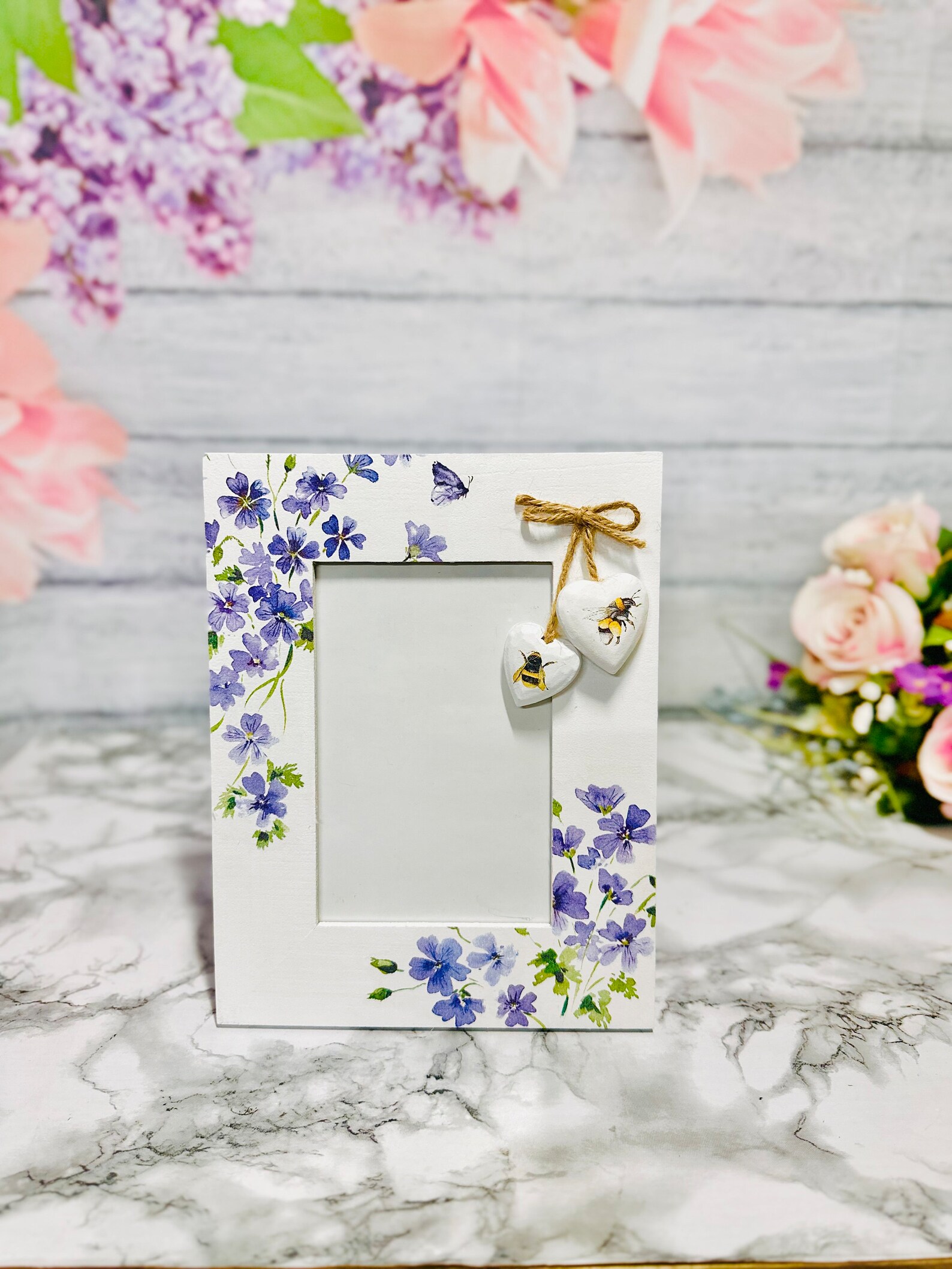 Flower Photo Frame,floral Frame,wooden Frame,flower Frame,rustic Photo ...