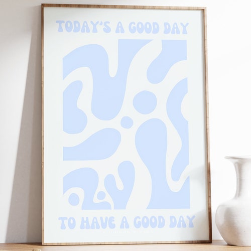 Retro Checkered Print Retro Wall Decor Blue Digital - Etsy