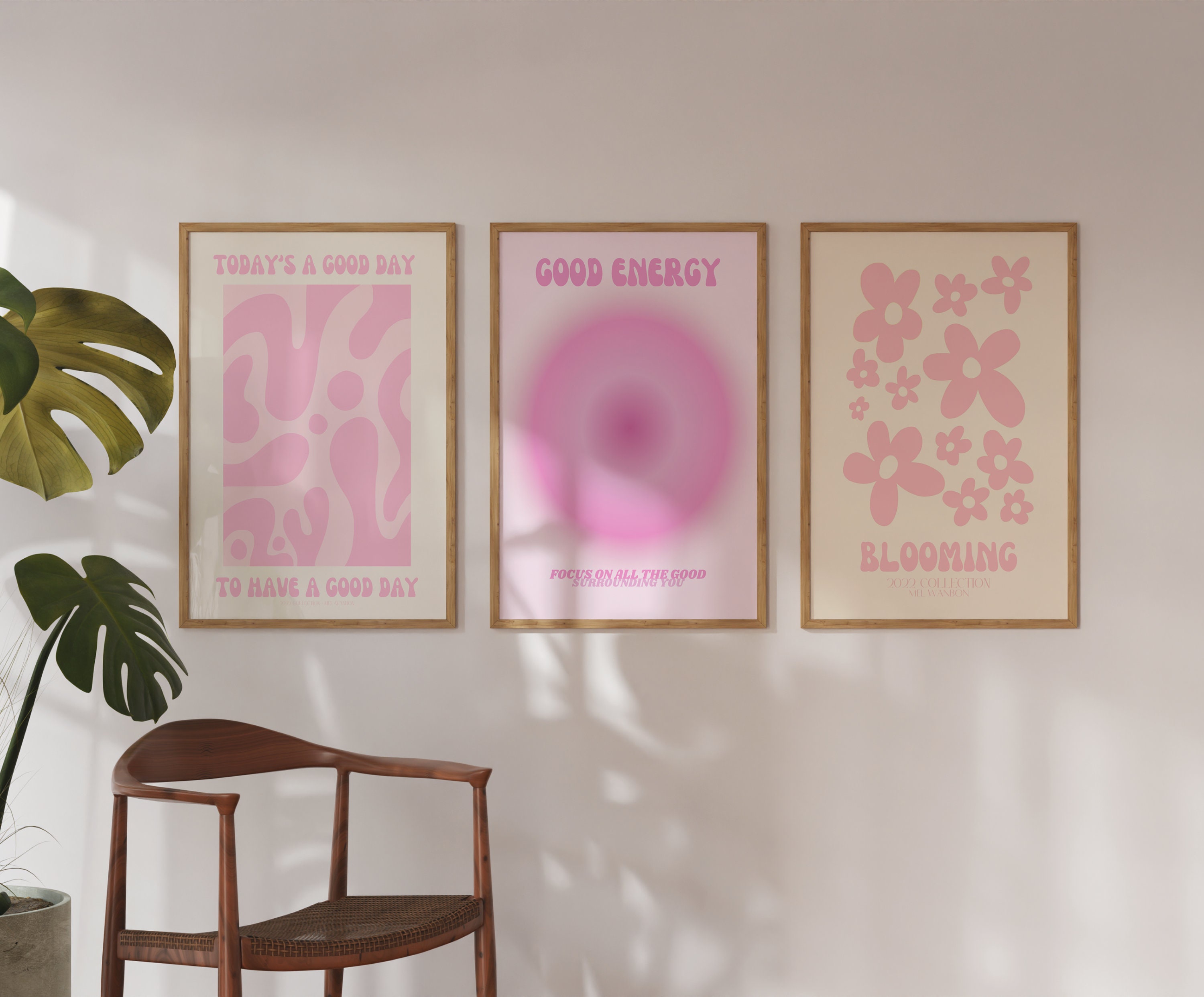 3 Pink Wall Prints Digital Prints Pink Wall Art Cute Wall - Etsy