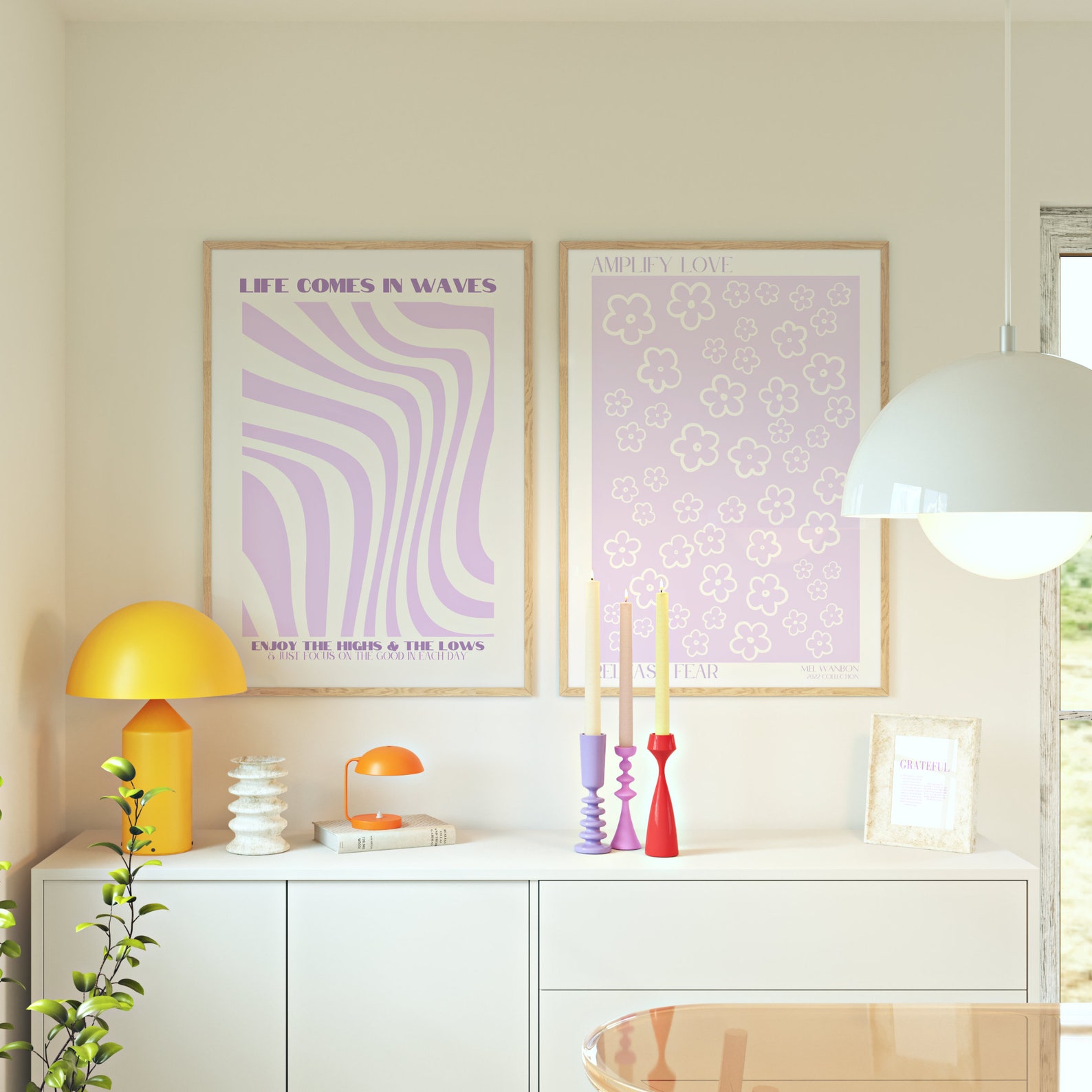 2 Purple Wall Prints, Digital Prints, Purple Wall Art, Printable Wall ...