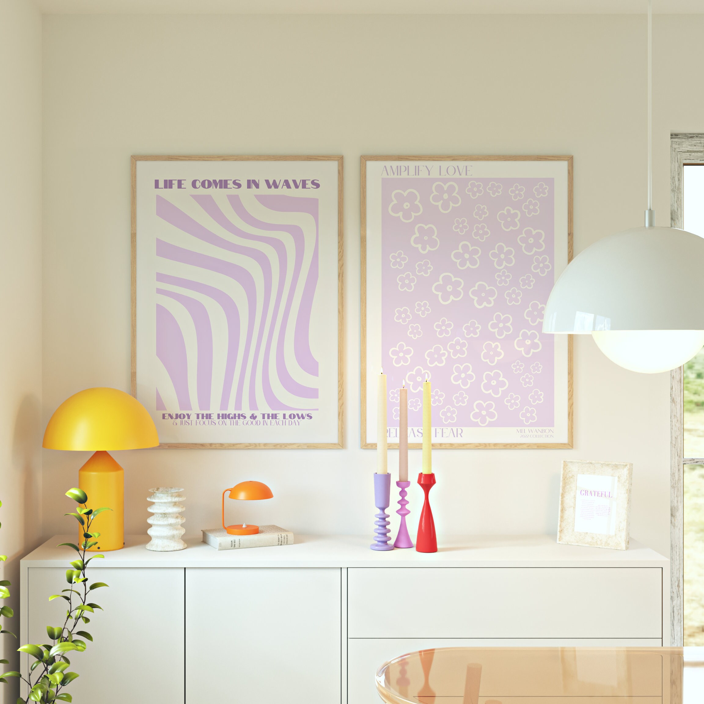 2 Purple Wall Prints, Digital Prints, Purple Wall Art, Printable Wall ...