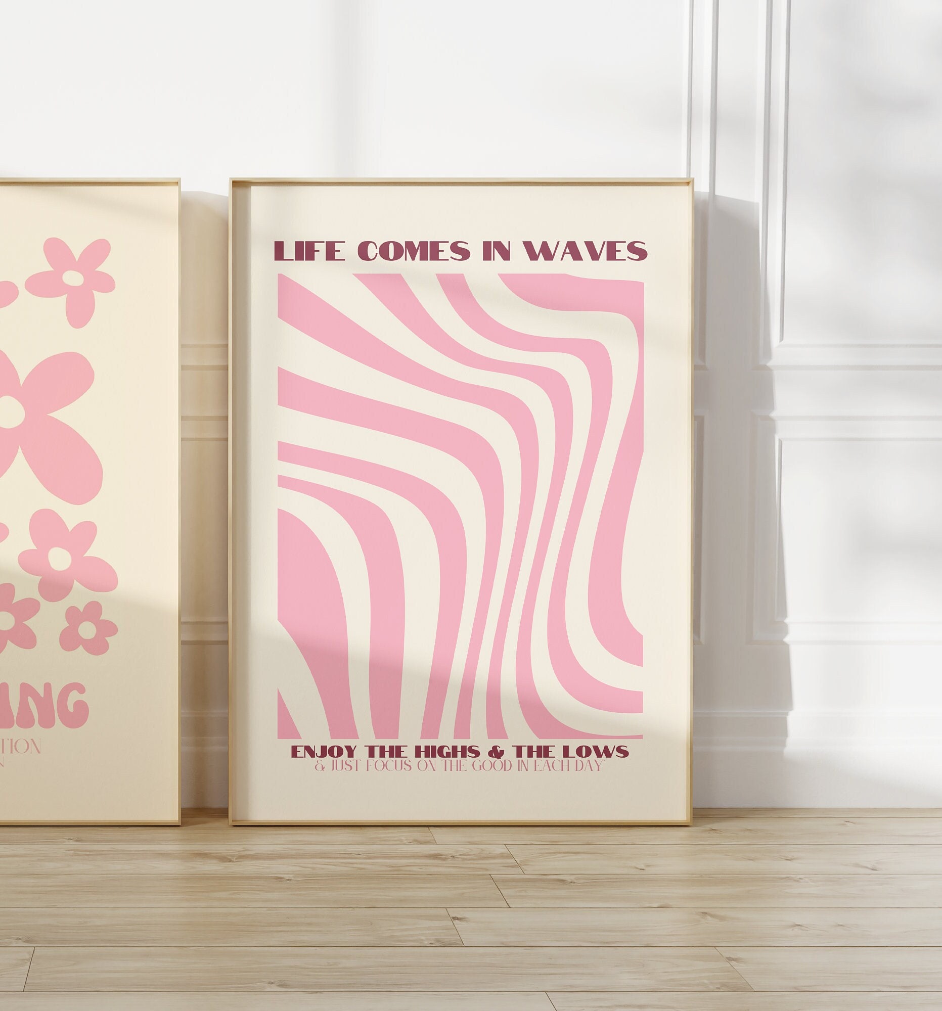 Pink Gallery Wall Set, Digital Art Prints, Pink Wall Art, Pink Poster ...