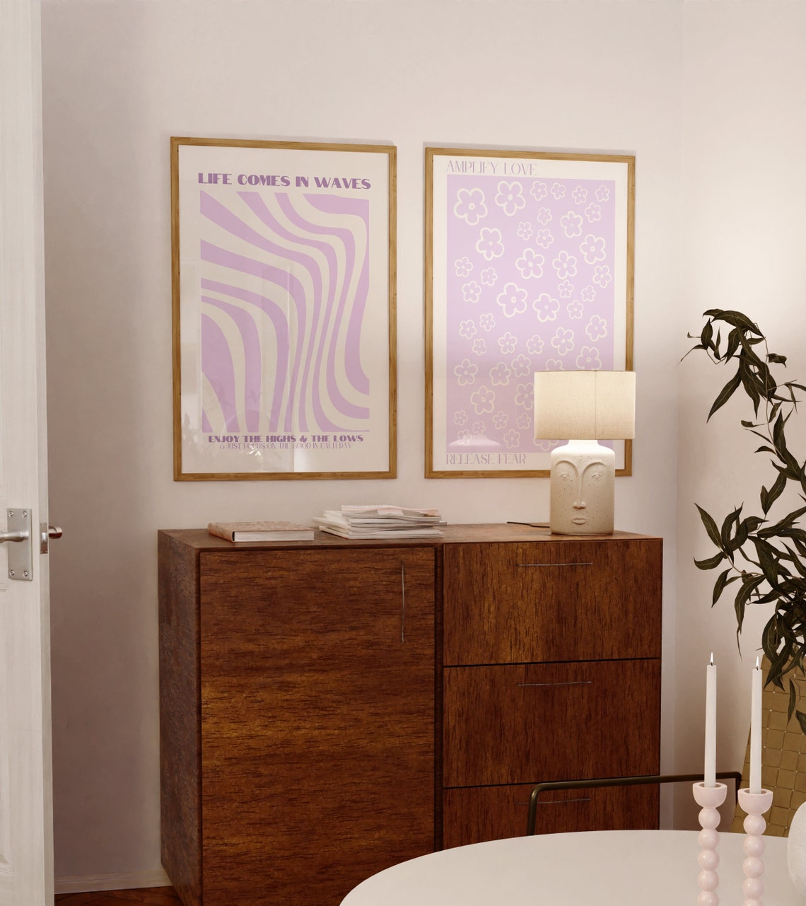 2 Purple Wall Prints, Digital Prints, Purple Wall Art, Printable Wall ...