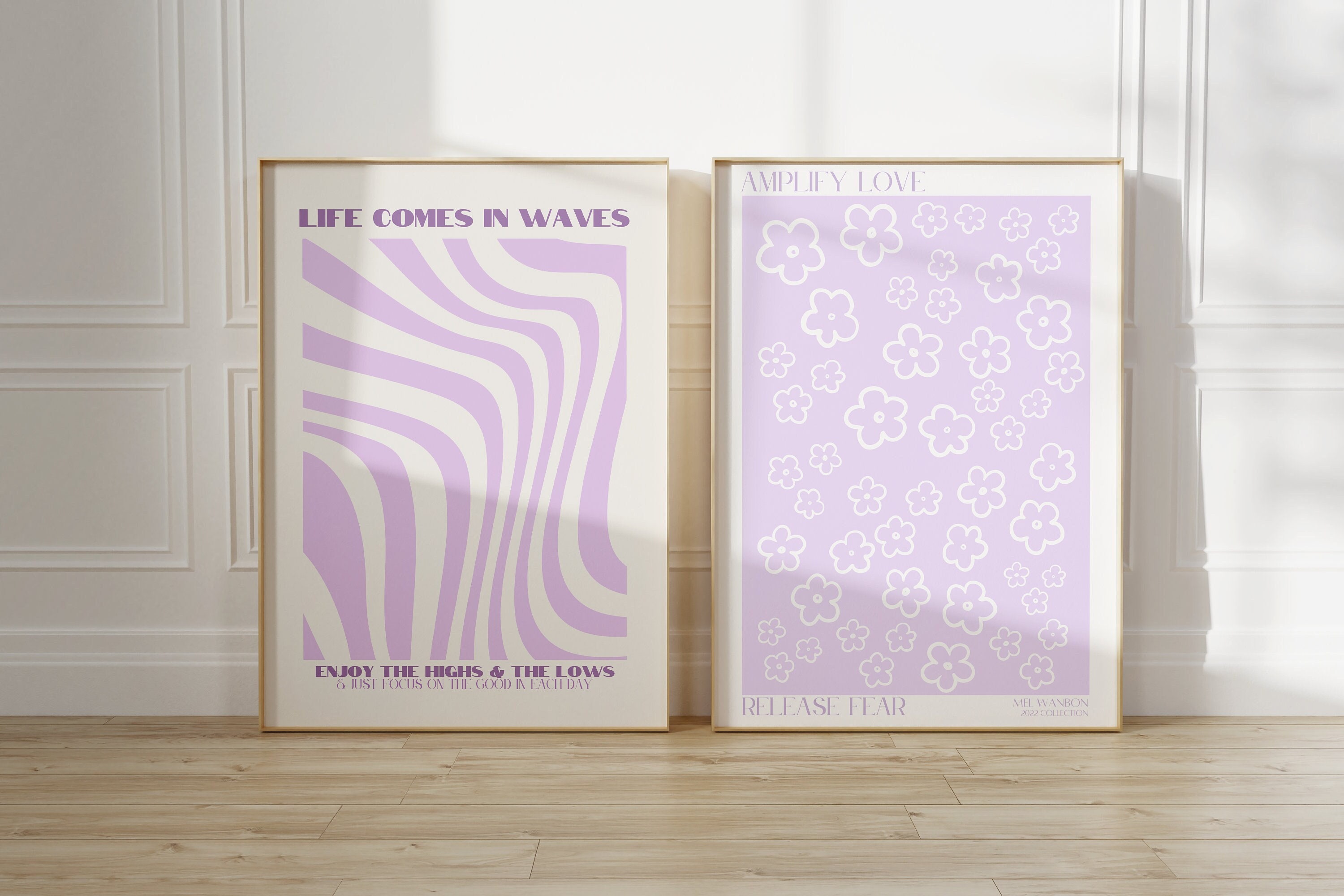 2 Purple Wall Prints, Digital Prints, Purple Wall Art, Printable Wall ...