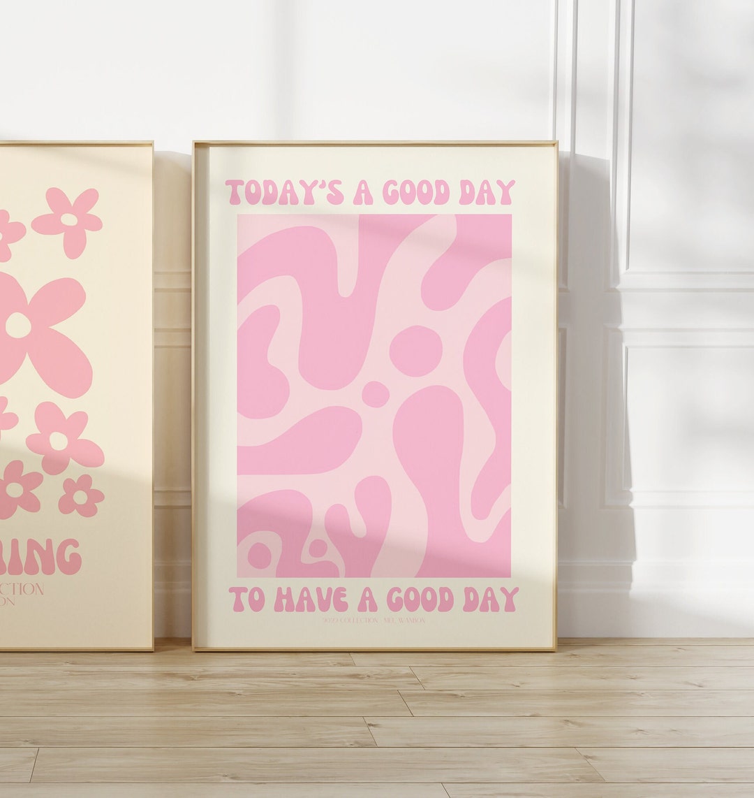 Pink Art Print, Digital Print, Pink Wall Art, Retro Wall Art, Cute Wall ...