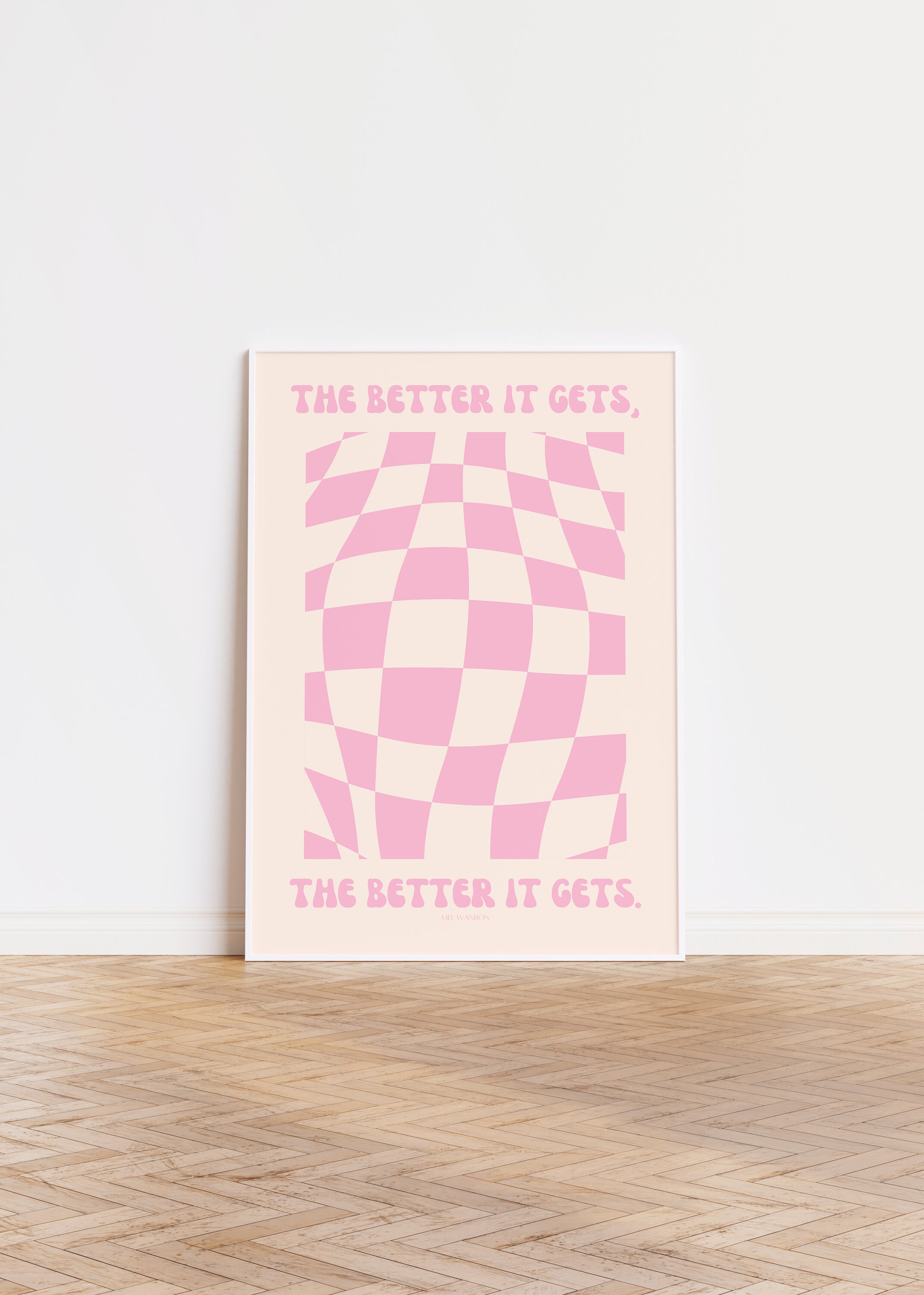 2 Pink Retro Wall Prints, Digital Art Prints, Pink Wall Art, Cute Wall ...