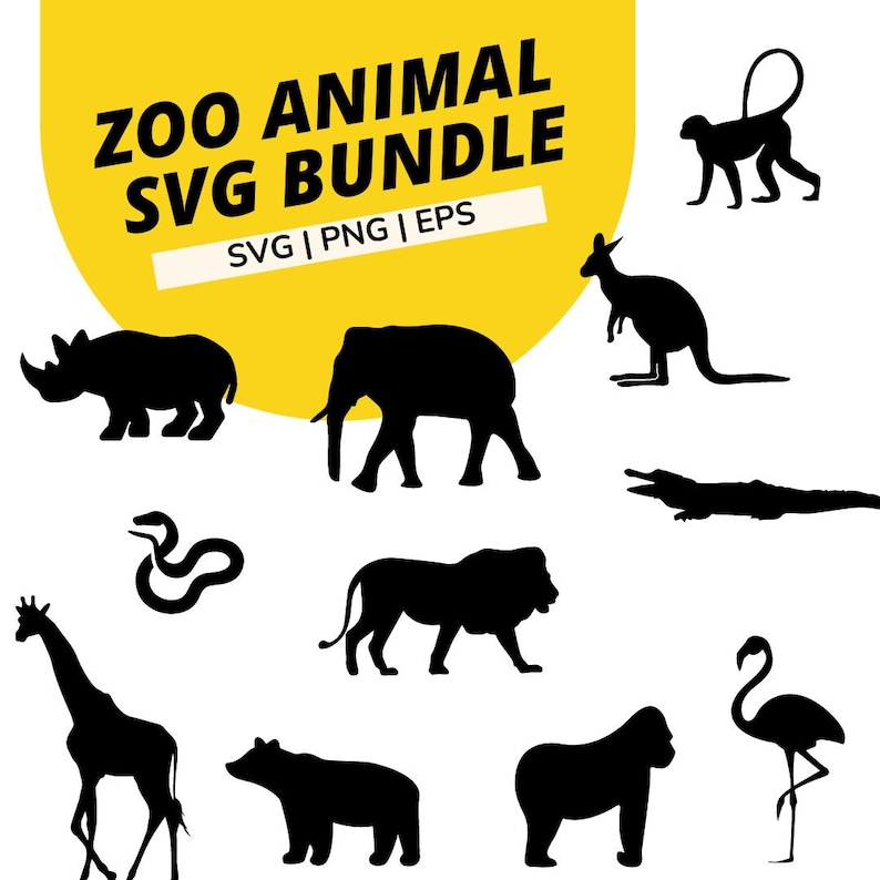 Zoo Animal SVG Bundle, Safari, Silhouette, Clipart, Cut Files for ...
