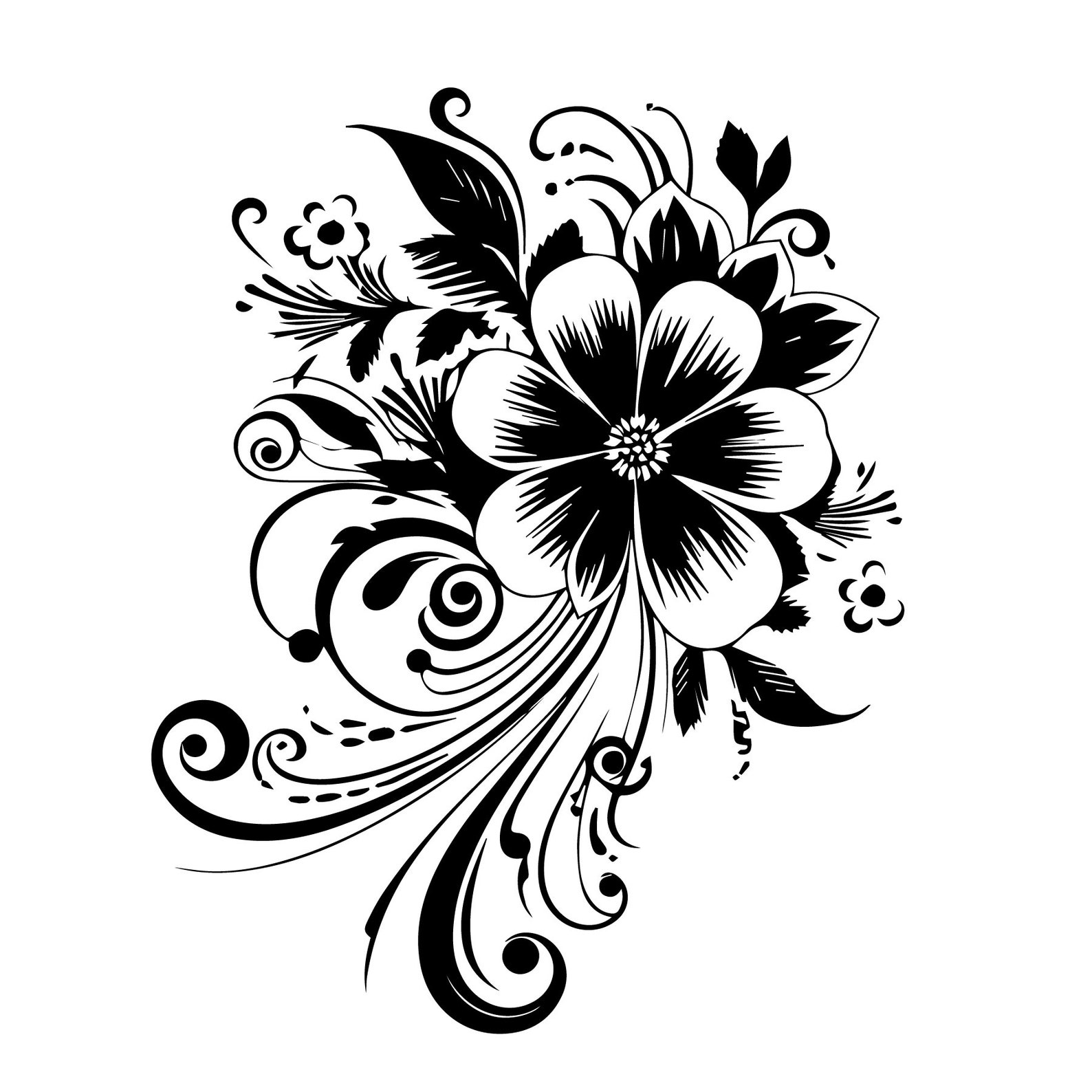 Whimsical Flowers and Spirals | SVG/PNG/EPS Files | Instant Digital ...