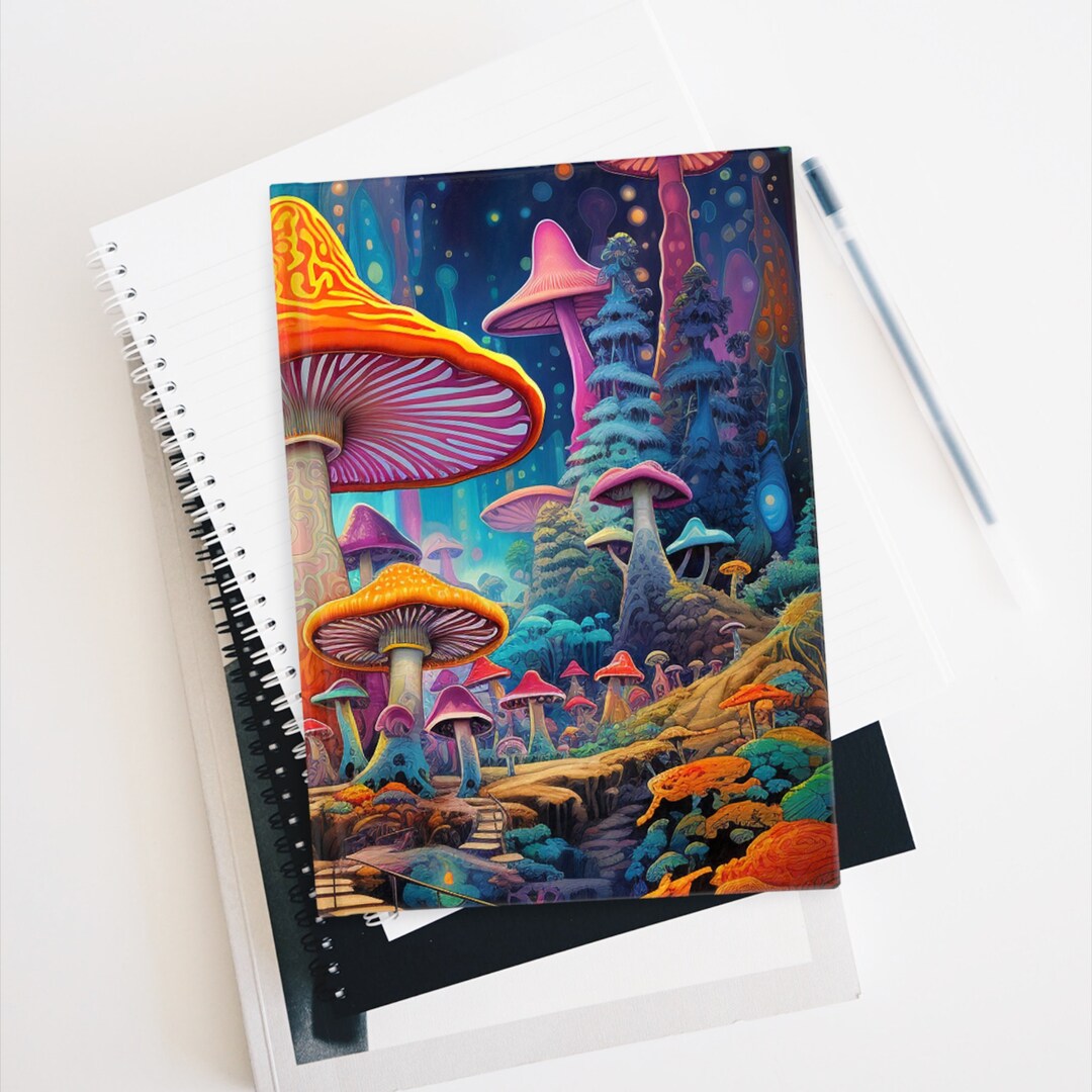 Psychedelic Mushroom Journal Blank Notebook With Vibrant Trippy ...