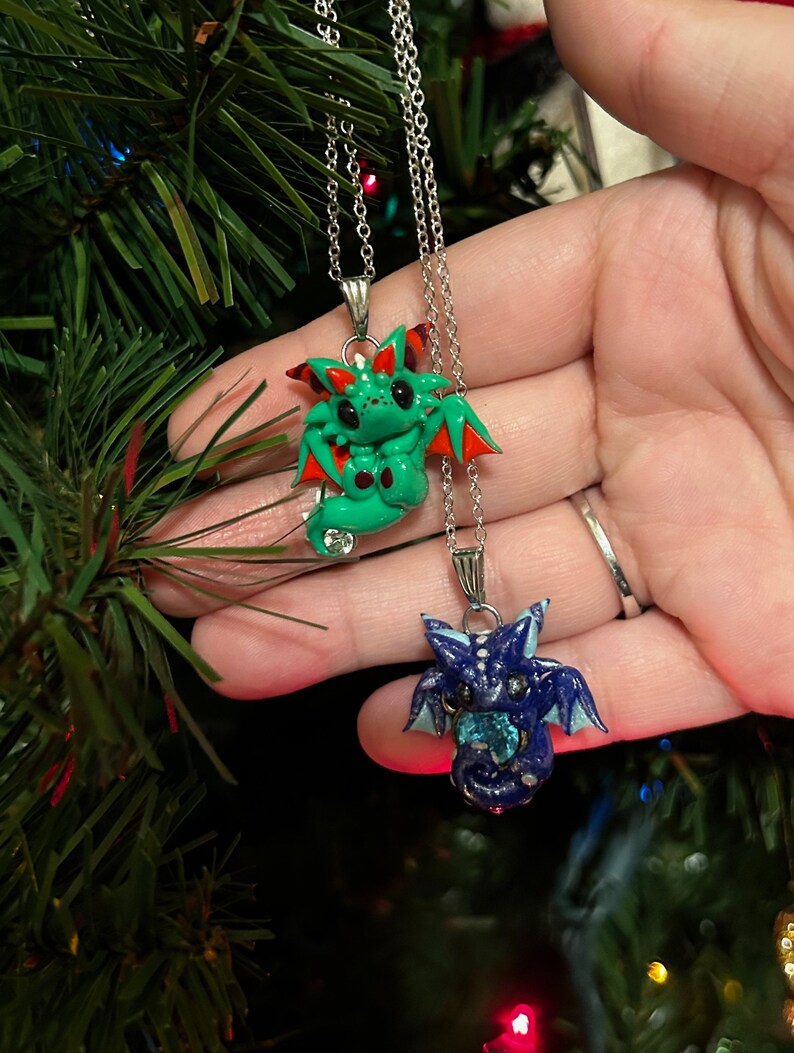Christmas Dragon Necklaces - Etsy