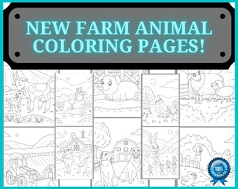 Farm Animal Coloring Pages - Etsy