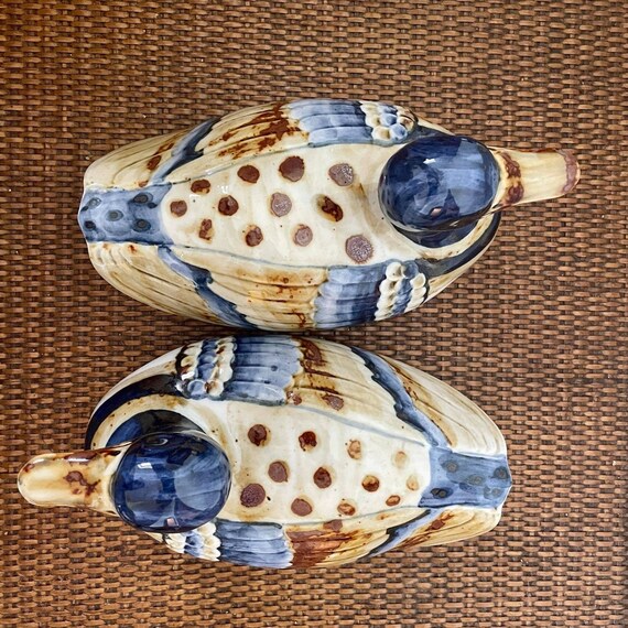 Vintage SET OF 2 Ceramic Duck Trinket, Box, Container… - Gem