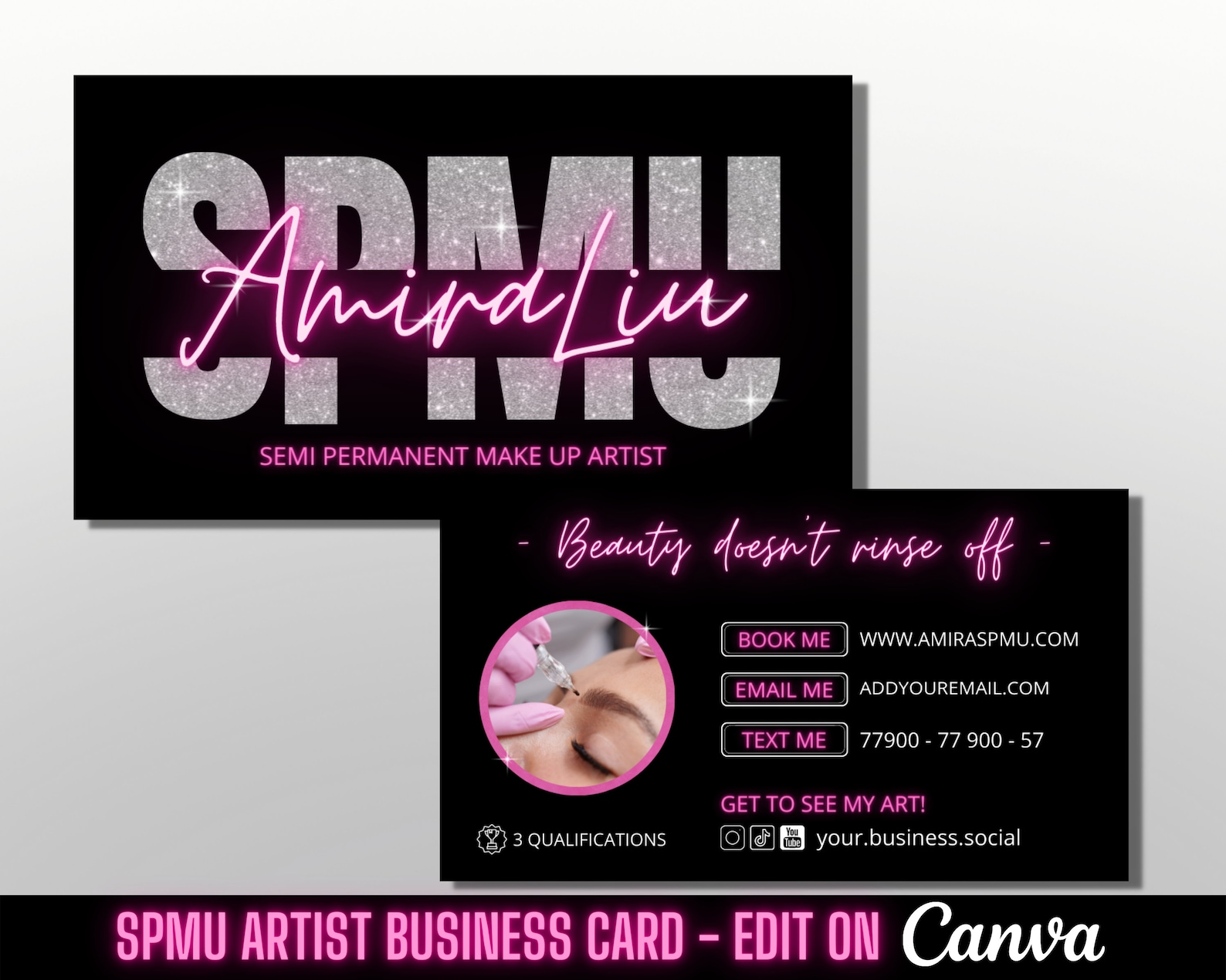 SPMU Artist Business Card, Semi Permanent Make up Card, Beauty Artist ...